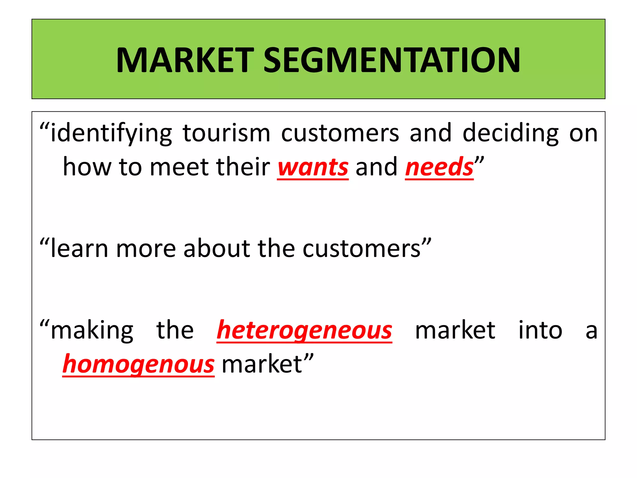Tourism market segmentation | PPT