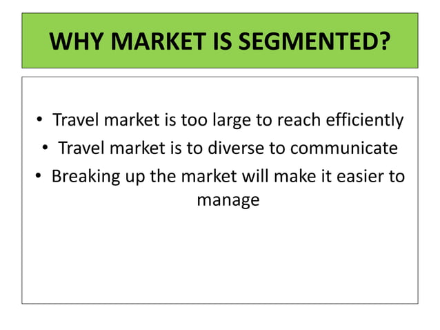 Tourism market segmentation | PPT