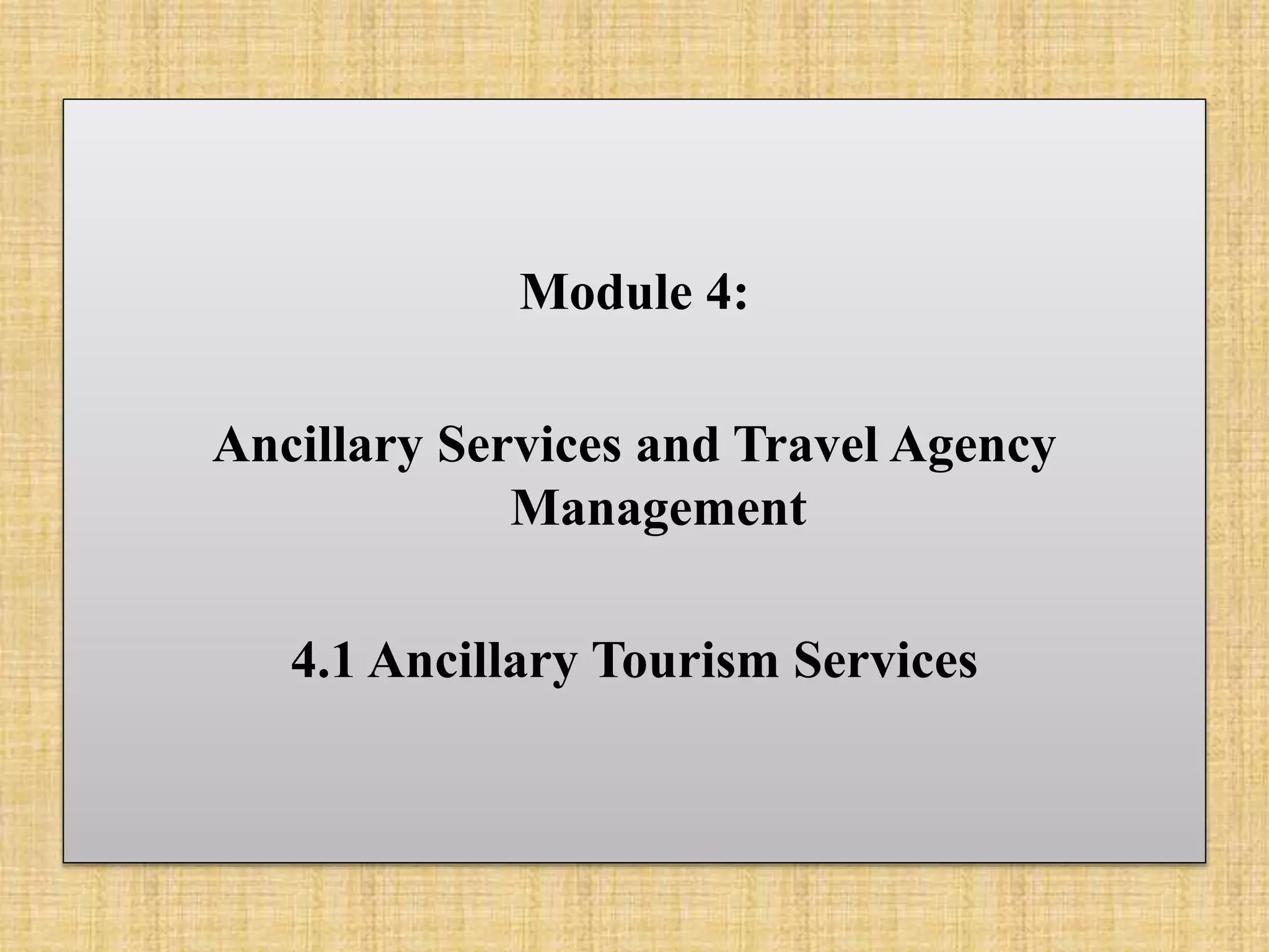 Ancillary Services & Travel Agency Management | PPTX