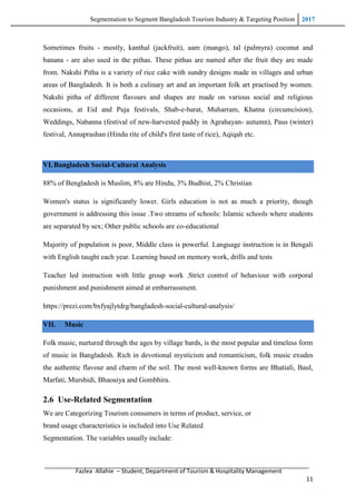Segment of Bangladesh Tourism Industry & Targeting Position | PDF