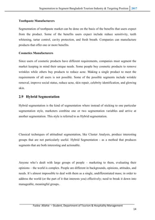Segment of Bangladesh Tourism Industry & Targeting Position | PDF