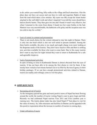 A sample report on tourist destination. | DOCX