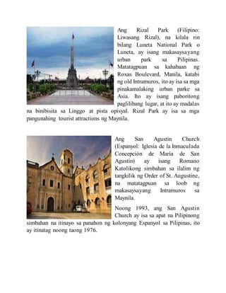 Tourist Spot sa Pilipinas | DOCX