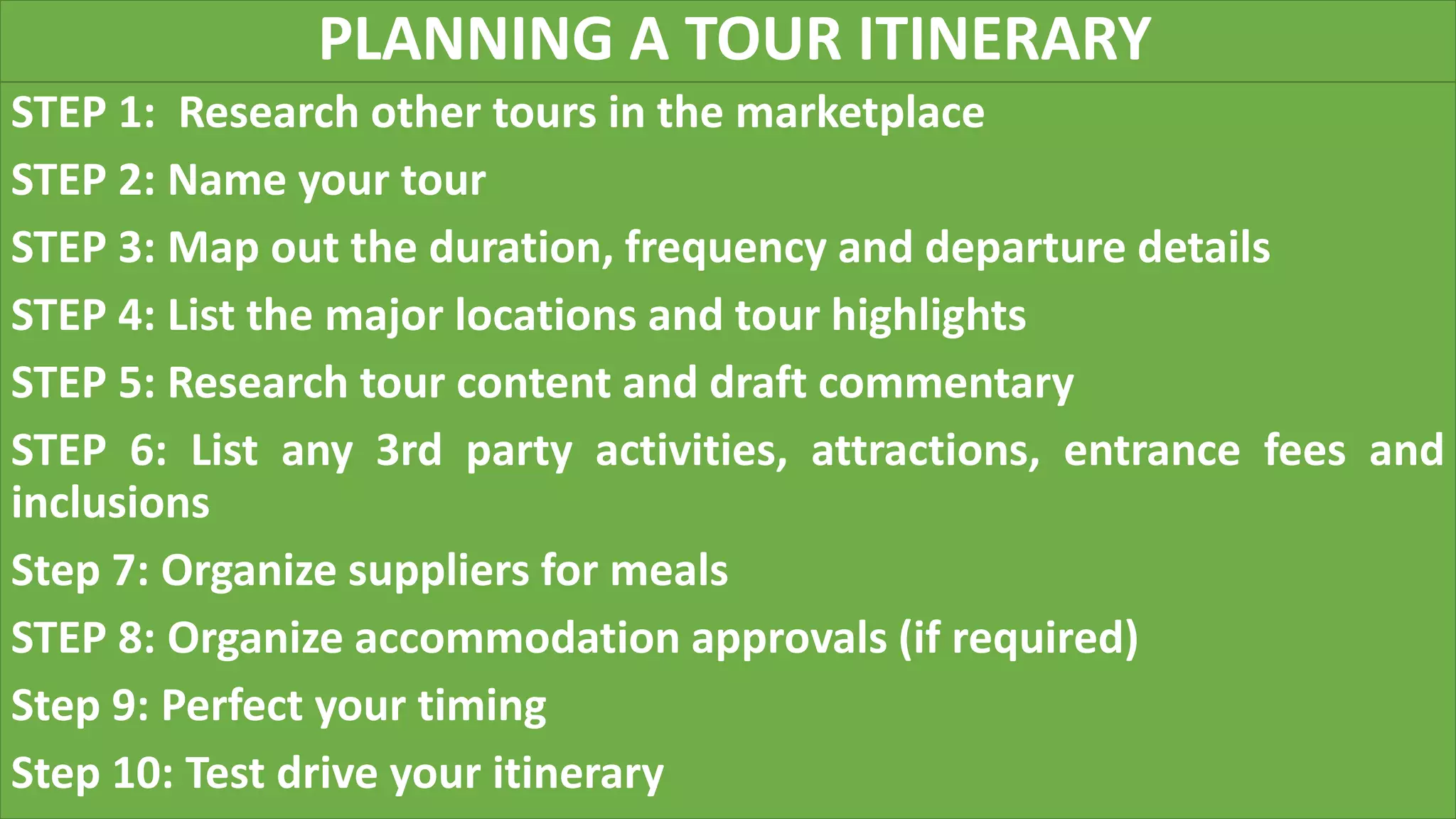 Tour Itinerary// Types// How to prepare | PDF