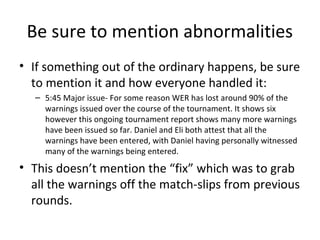 Tournament reports joe steet | PPT