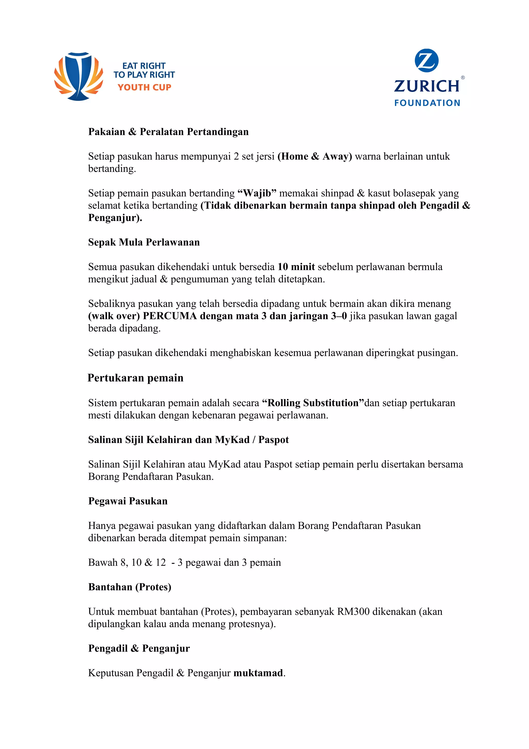Tournament syarat2 peraturan (latest) | PDF