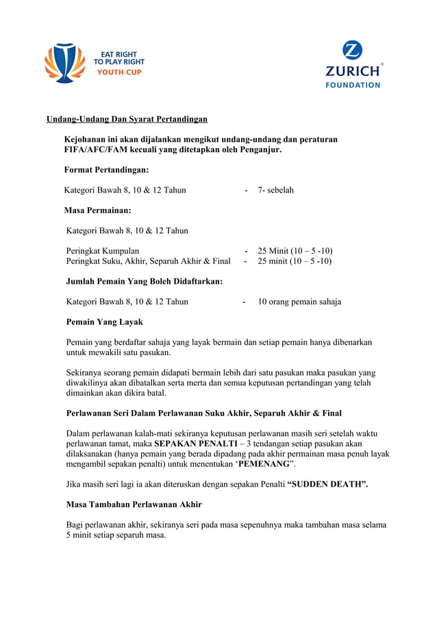 Tournament syarat2 peraturan (latest) | PDF