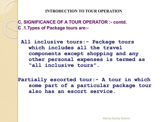 Tour Operations Management | PPTX | Travel Type | Travel
