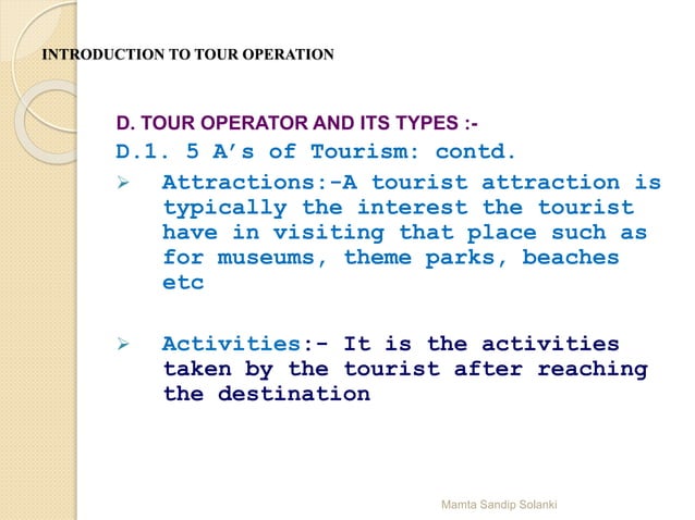 Tour Operations Management | PPTX | Travel Type | Travel