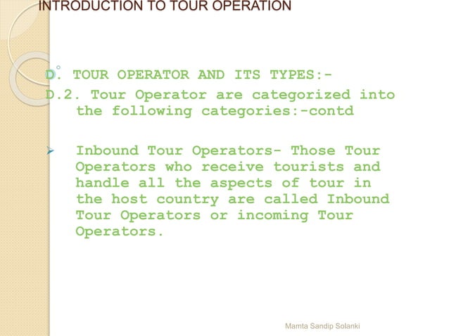 Tour Operations Management | PPTX | Travel Type | Travel