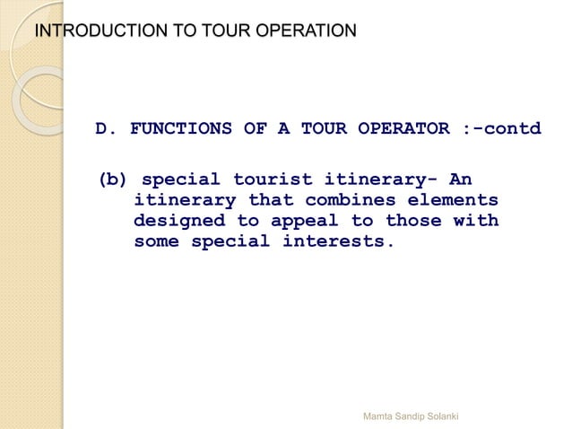 Tour Operations Management | PPTX | Travel Type | Travel