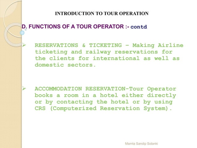 Tour Operations Management | PPTX | Travel Type | Travel