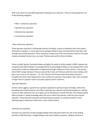 Tour operator assignment sumant | DOCX