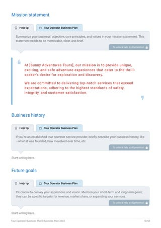 Tour OperatorbBusiness Plan Example | Upmetrics | PDF