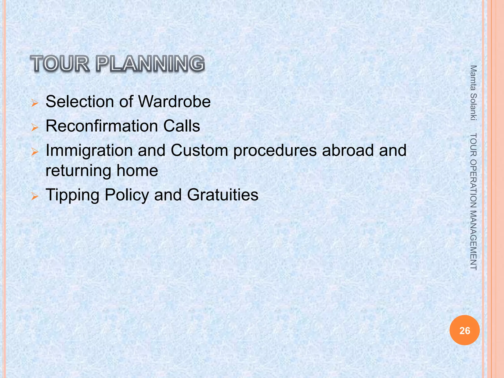 Tour planning | PPTX