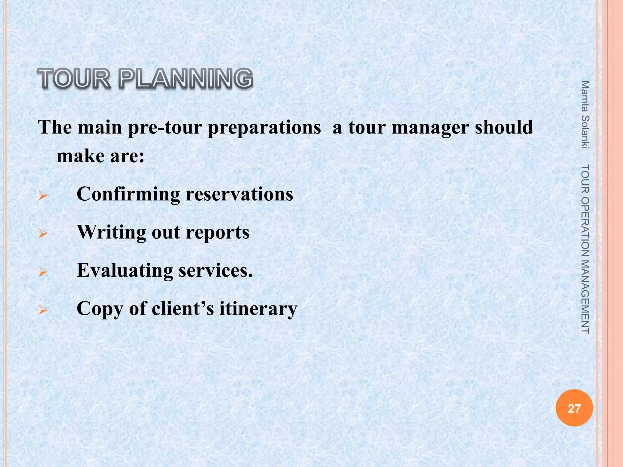 Tour planning | PPTX