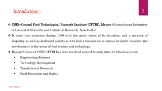 Detailed Description of CSIR-CFTRI | PPTX