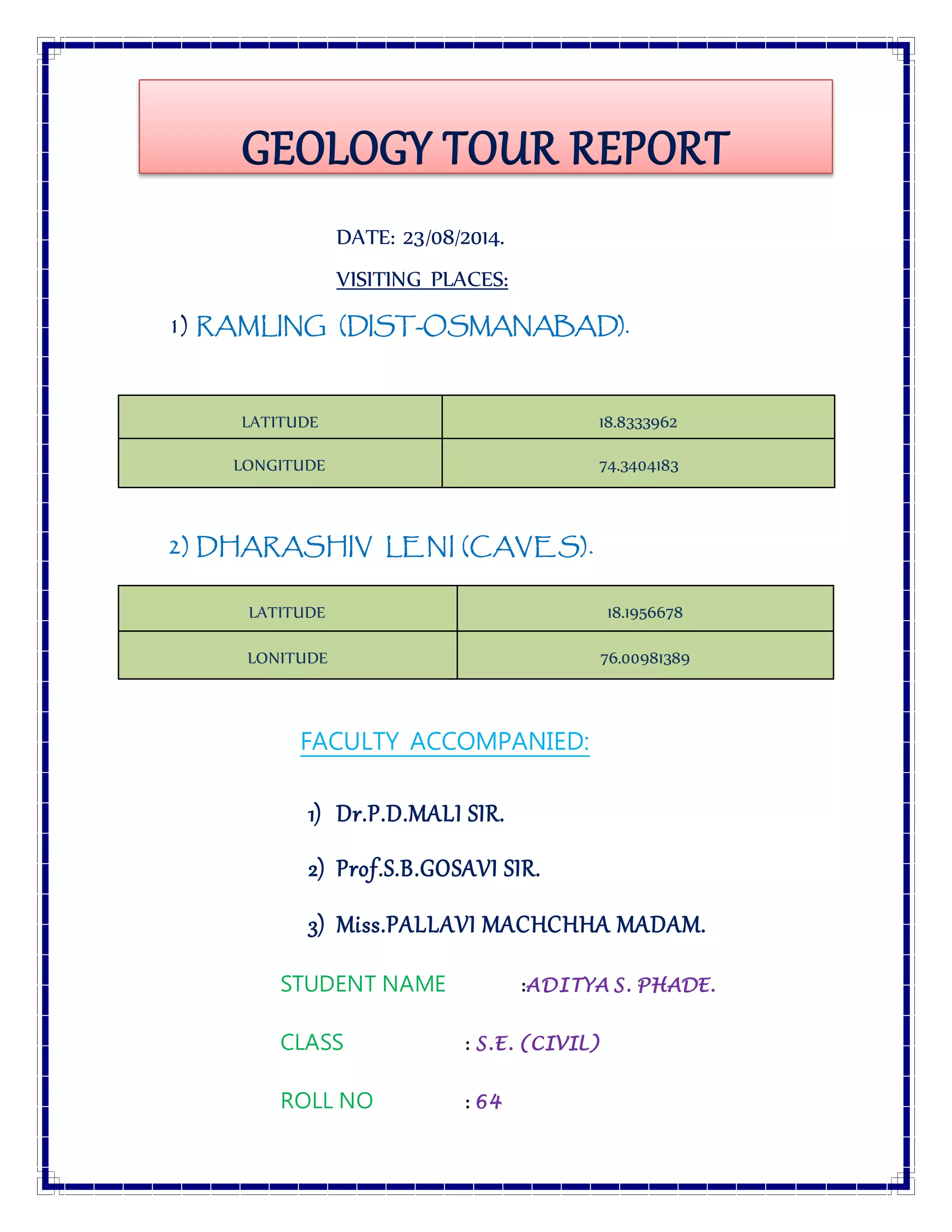 Geology field visit report | DOCX | Civil Engineering Industry | Industries