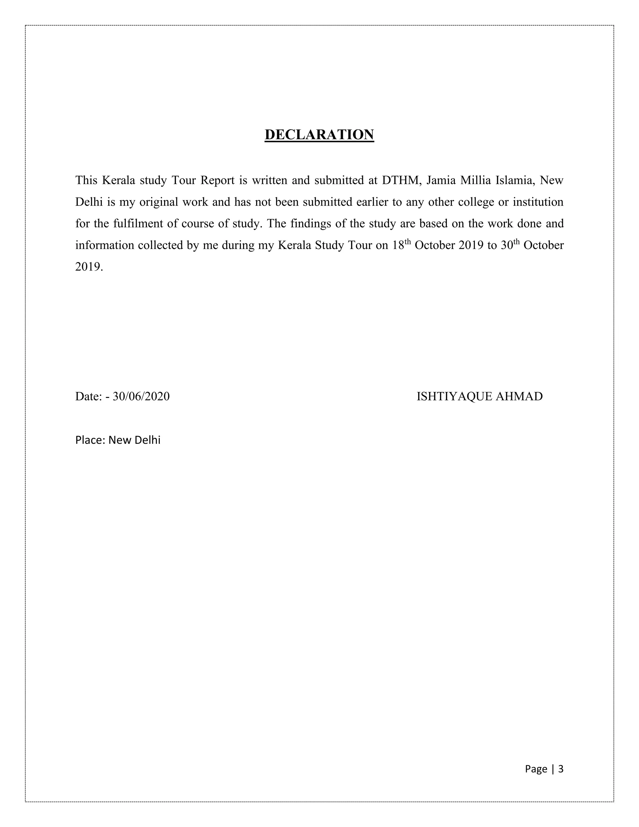 KERALA STUDY TOUR REPORT FOR TOURISM STUDENT | PDF