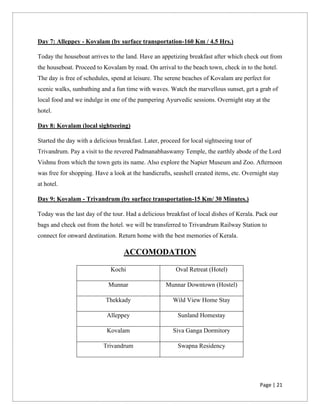 KERALA STUDY TOUR REPORT FOR TOURISM STUDENT | PDF