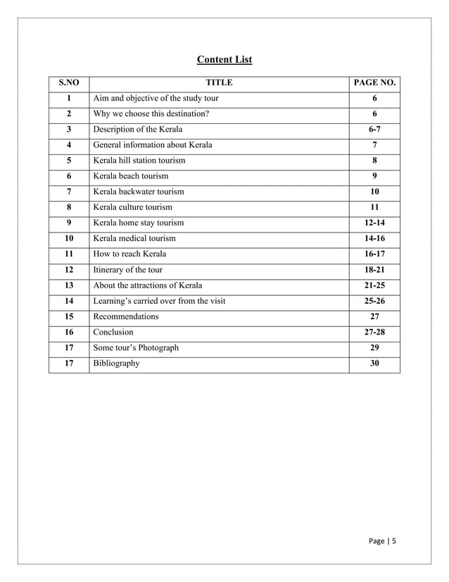 KERALA STUDY TOUR REPORT FOR TOURISM STUDENT | PDF