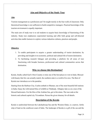 KERALA STUDY TOUR REPORT FOR TOURISM STUDENT | PDF