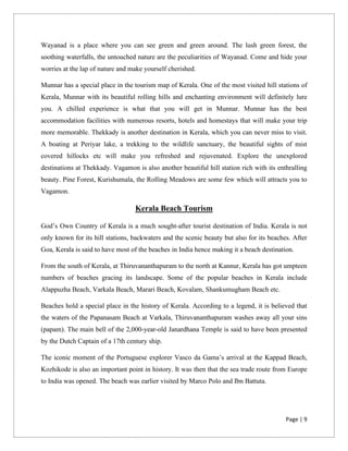 KERALA STUDY TOUR REPORT FOR TOURISM STUDENT | PDF