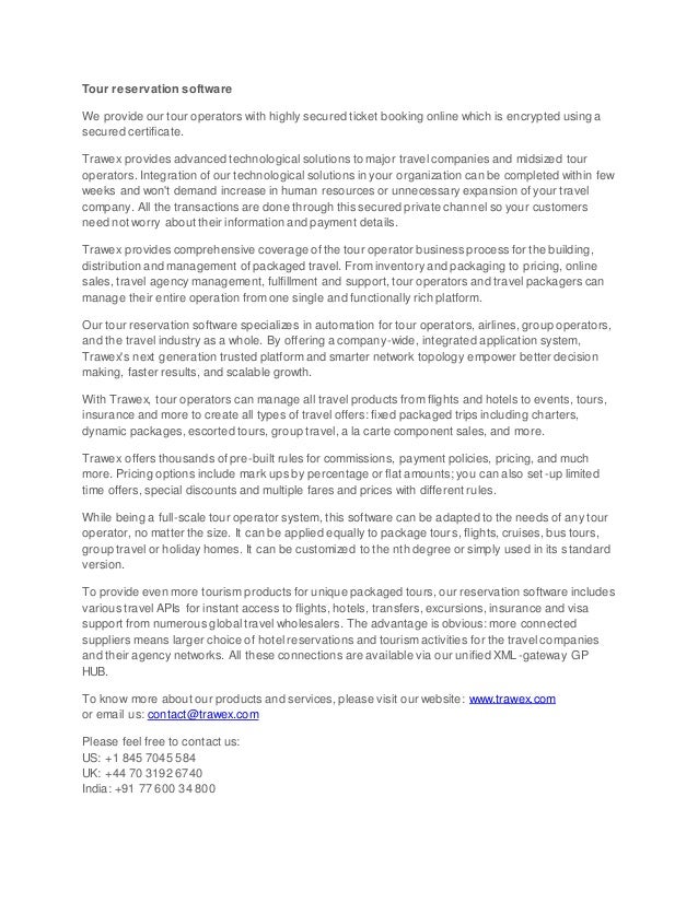 Tour Reservation Software