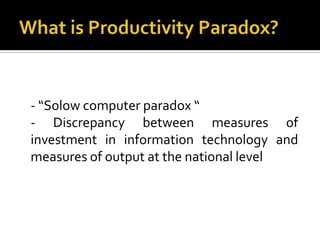 Information Technology and Productivity | PPT