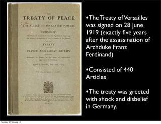 World War One: Paris Peace Settlement, Treaty of Versailles, 1919 | PDF
