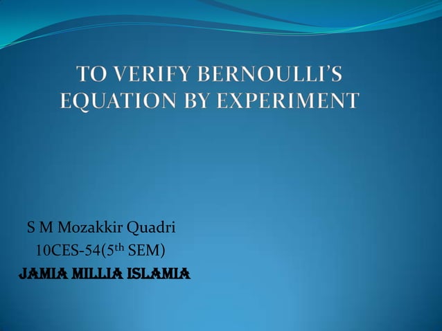 Bernoulli’s Theorem | PPTX