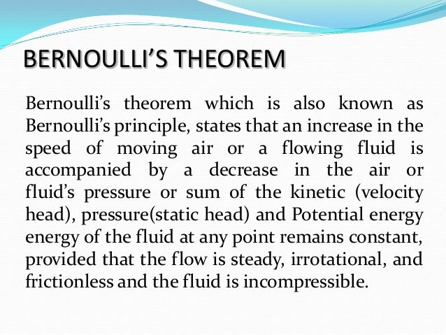 Bernoulli’s Theorem Bernoulli’s Theorem