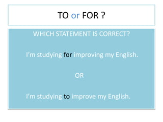 To vs for prepositions | PPTX