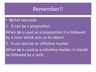 To vs for prepositions | PPTX