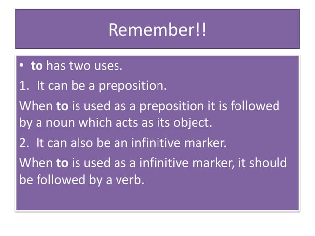 To vs for prepositions | PPTX | Oral care | Personal Care