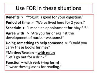 To vs for prepositions | PPTX