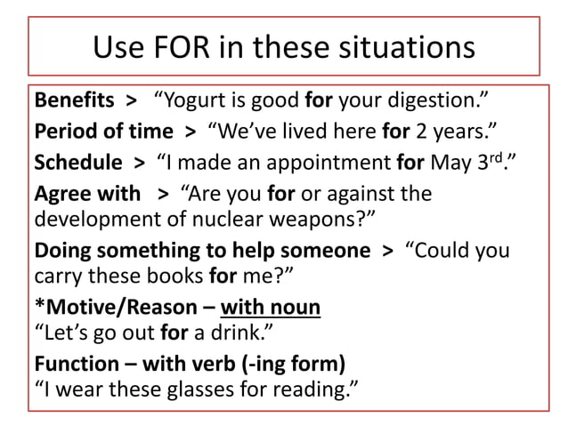 To vs for prepositions | PPTX | Oral care | Personal Care