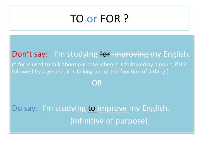 To vs for prepositions