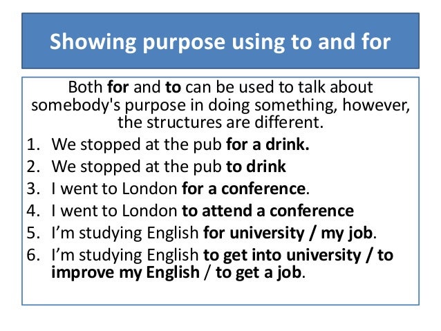 To vs for prepositions