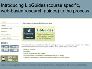 Toward a Sustainable Embedded Librarian Program | PPTX