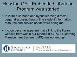 Toward a Sustainable Embedded Librarian Program | PPTX