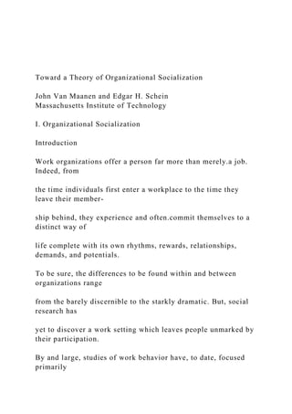 Toward a Theory of Organizational SocializationJohn Van Ma.docx