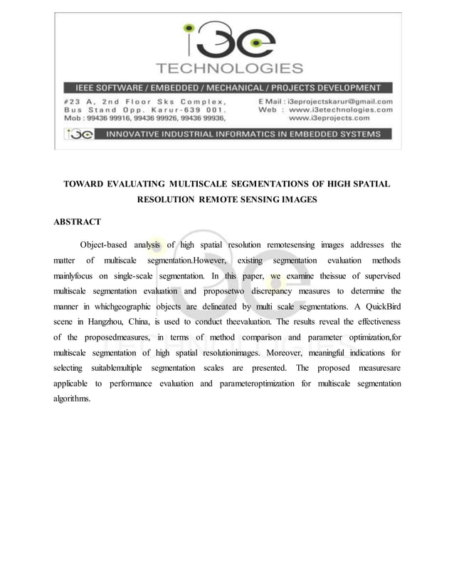 Toward Evaluating Multiscale Segmentations Of High Spatial Resolution Remote Sensing Images