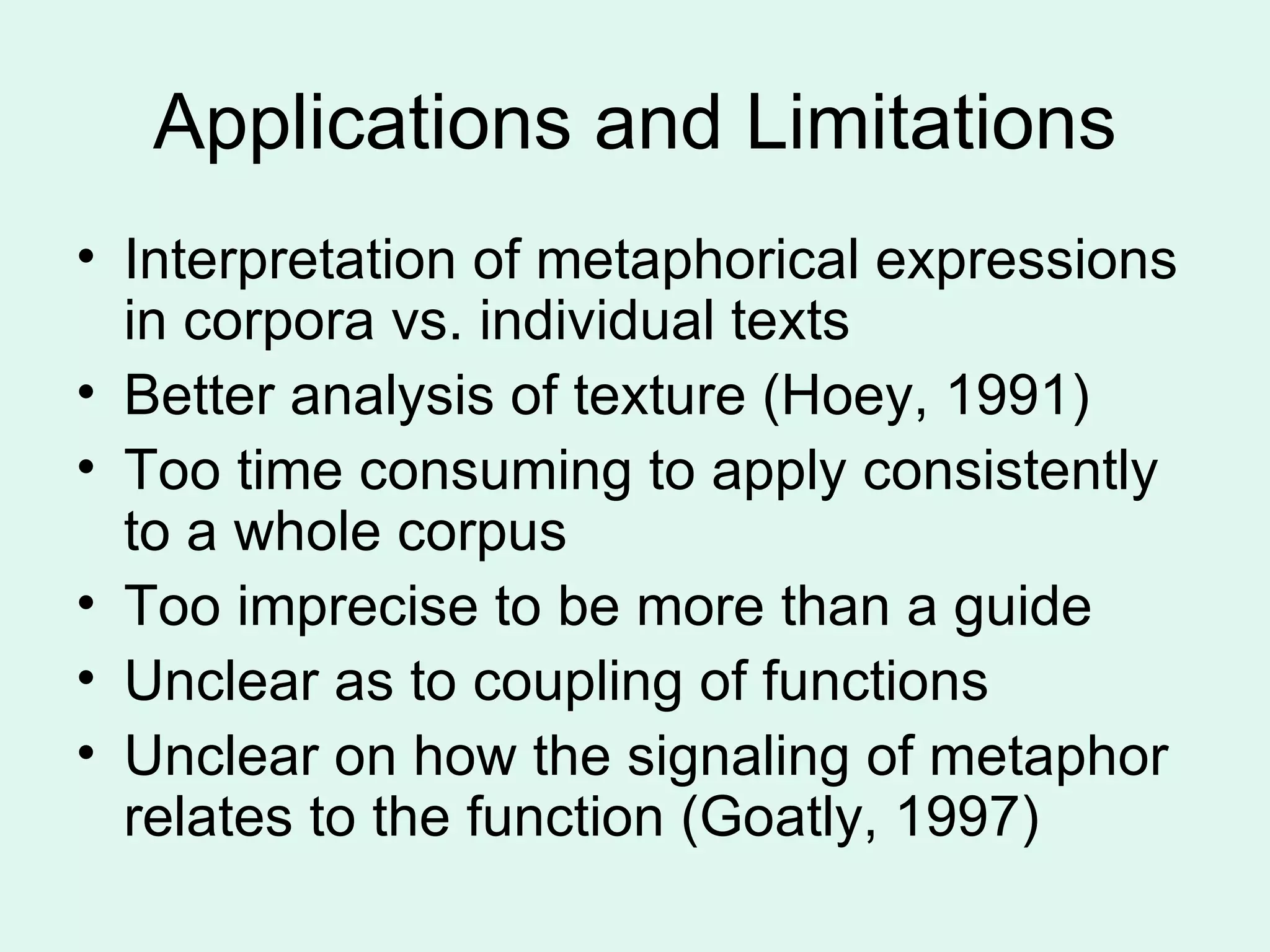 Towards A Classification Of Metaphor Use Ppt