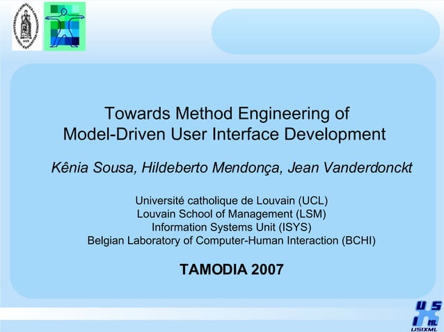 Towards Method Engineering of Model-Driven User Interface Development | PPT