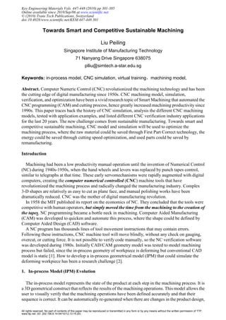 Towards smart and competitive sustainable machining | PDF