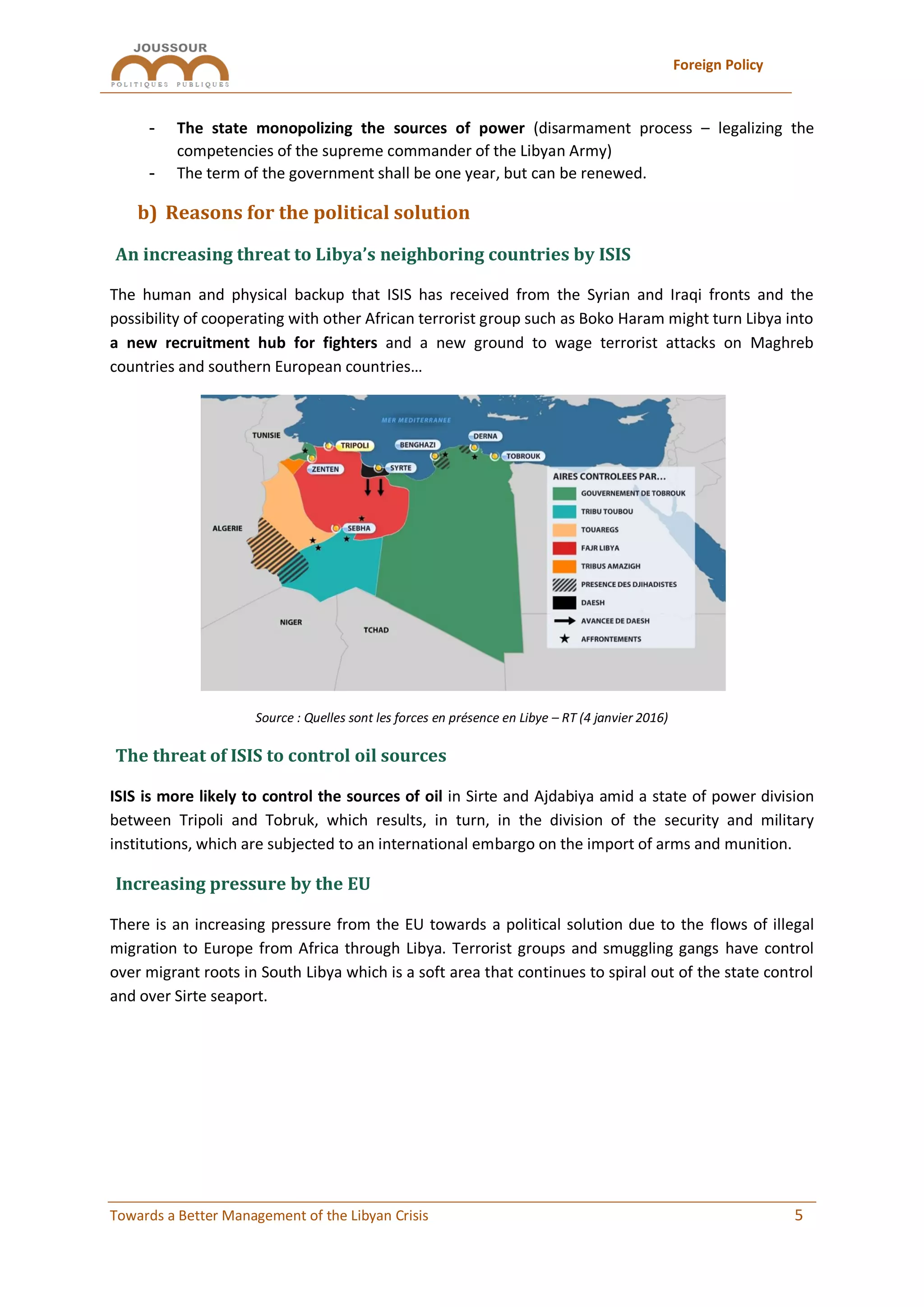Joussour - Towards a better management of the libyan crisis | PDF