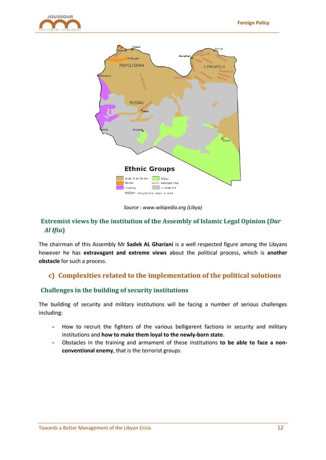 Joussour - Towards a better management of the libyan crisis | PDF