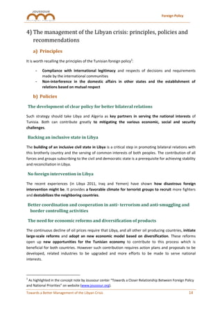 Joussour - Towards a better management of the libyan crisis | PDF