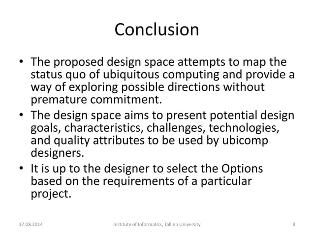 Towards a design space for ubiquitous computing | PPT